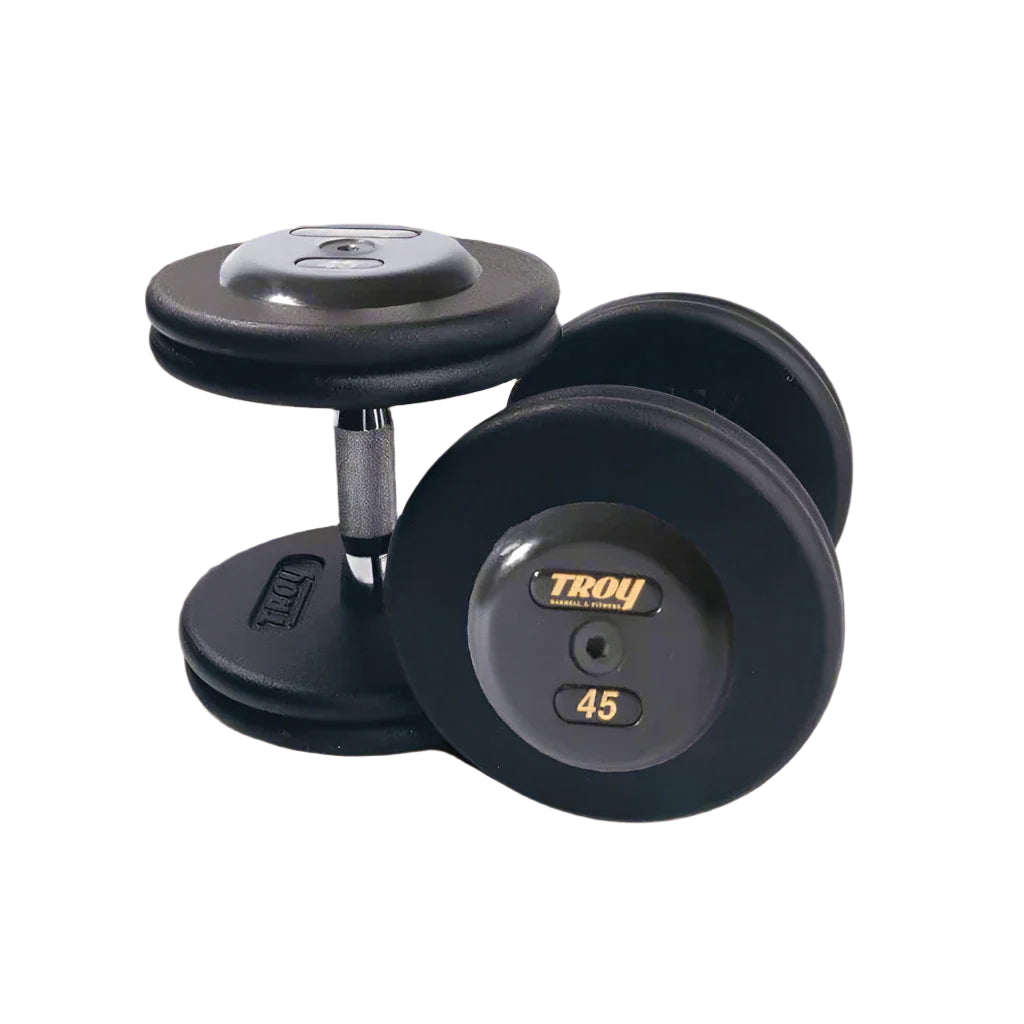 Troy Black Cast Iron Pro-Style Dumbbell with Rubber Endcap - PFD-R — GymsHQ