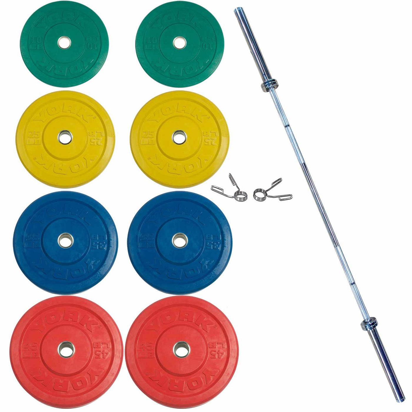 York Barbell USA Colored Bumper Plate & Barbell Sets — GymsHQ
